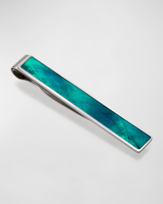 M Clip Men's Teal Mother-Of-Pearl Tie Bar | Neiman Marcus