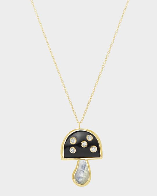 Brent Neale Mini Mushroom and Diamond Pendant on Chain Necklace ...