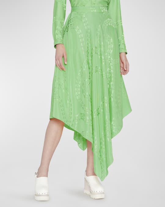 Stella McCartney Chain Jacquard Pointed Midi Skirt | Neiman Marcus