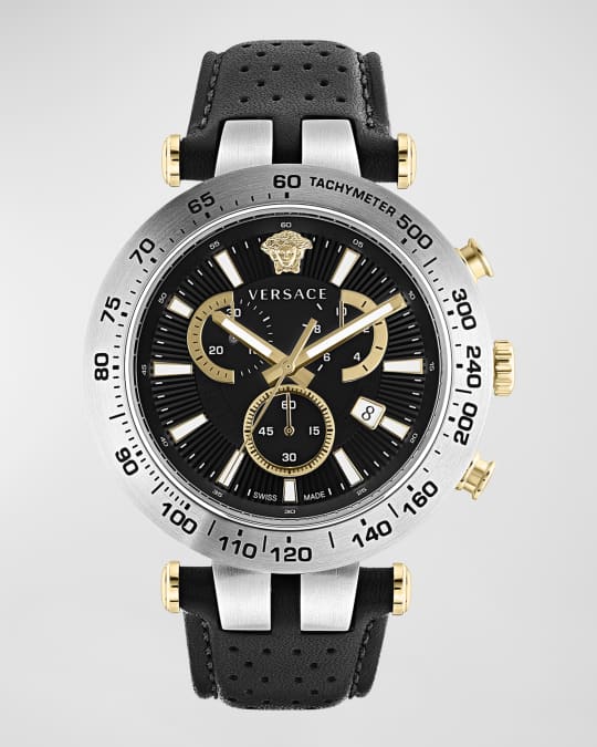 Versace Men's Bold Chronograph Perforated Leather Watch, 46mm | Neiman ...