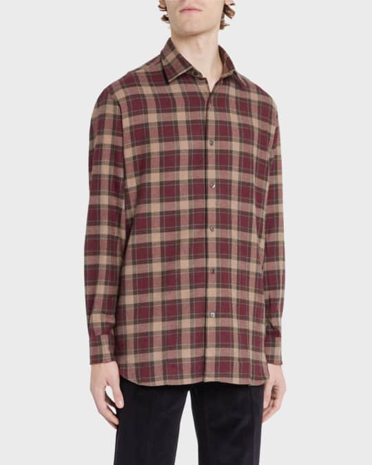 Charvet Men's Cotton Flannel Sport Shirt | Neiman Marcus