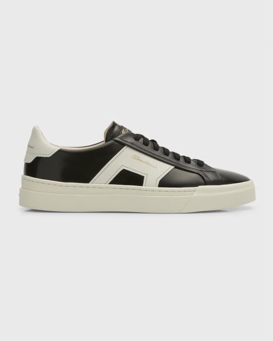 Santoni Men's DBS1 Double Buckle Leather Low-Top Sneakers | Neiman Marcus