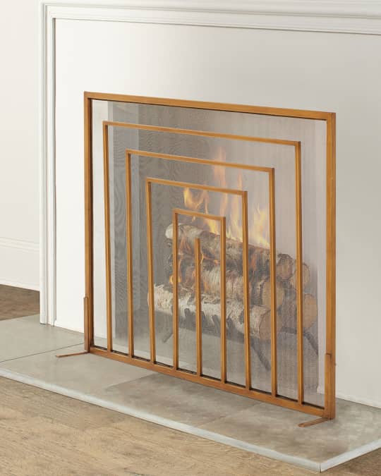 Old World Design Dark Golden Niki Fireplace Screen | Neiman Marcus