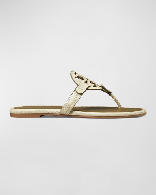 Tory Burch Miller Leather Logo Thong Sandals | Neiman Marcus