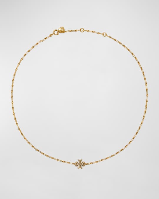 Tory Burch Roxanne Chain Pave Pendant Necklace | Neiman Marcus