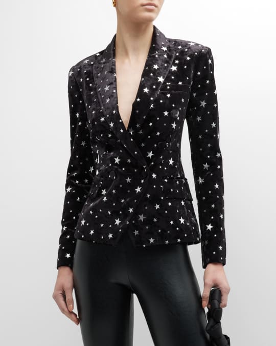 L'Agence Kenzie Velvet Double-Breasted Blazer | Neiman Marcus