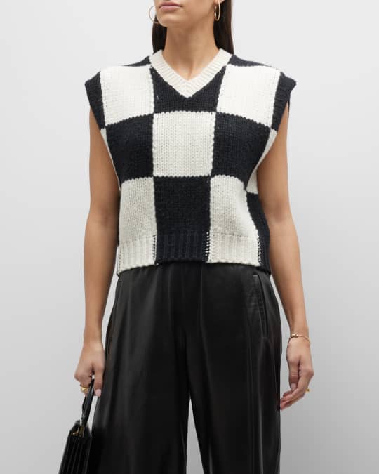FRAME Checkered Sweater Vest | Neiman Marcus