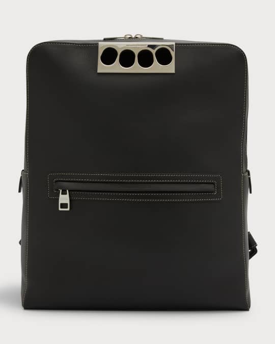 McQueen Men's Four-Ring Leather Backpack | Neiman Marcus
