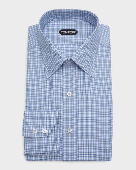 TOM FORD Men's Slim Fit Micro-Check Dress Shirt | Neiman Marcus
