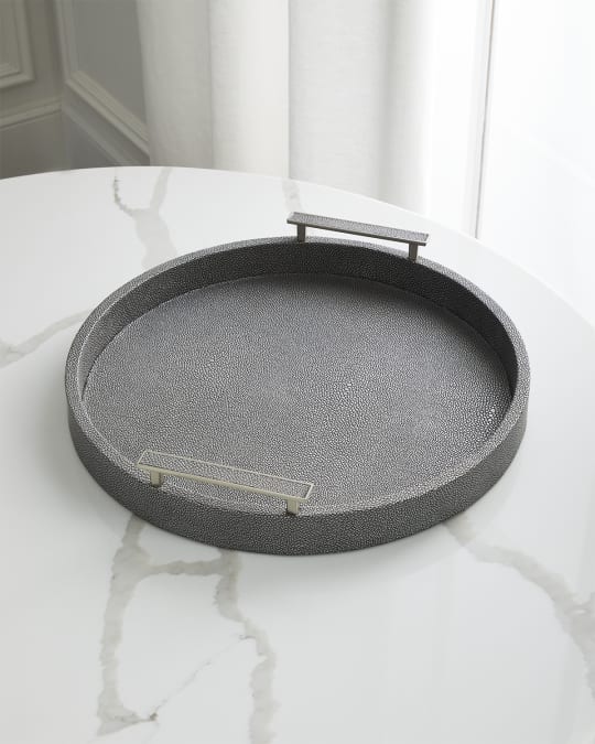 Neiman Marcus Round Faux Shagreen Tray | Neiman Marcus
