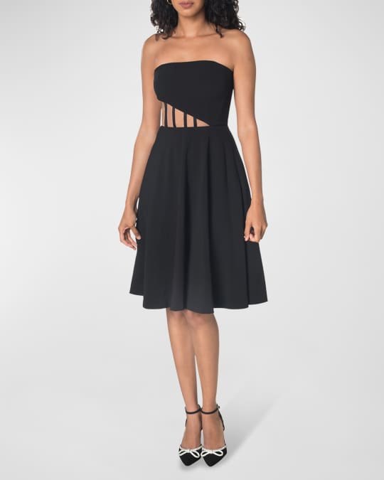 Dress the Population Black Label Anneli Illusion-Waist Strapless Midi ...