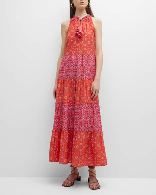 Figue Betty Tiered Mixed-Print Maxi Dress | Neiman Marcus