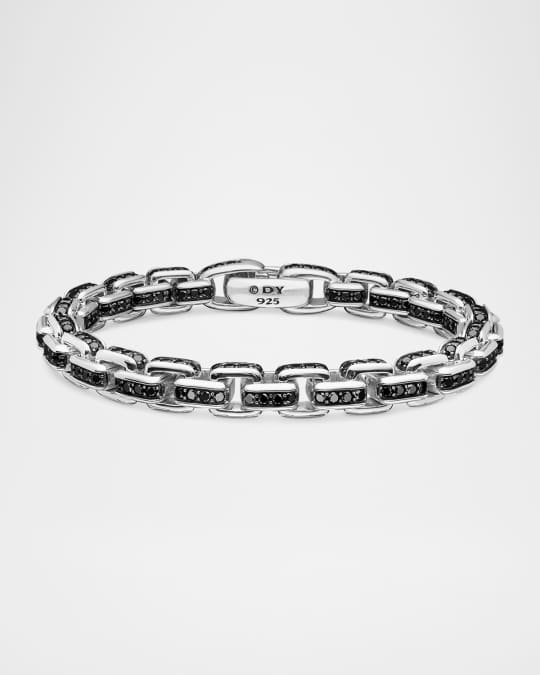 David Yurman Men's Box Chain Bracelet with Black Diamonds in Silver, 7 ...