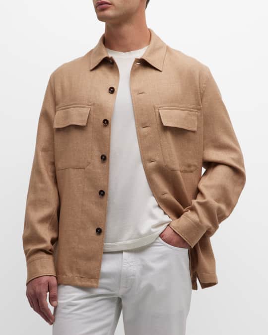 ZEGNA Men's Cashmere-Linen Overshirt | Neiman Marcus