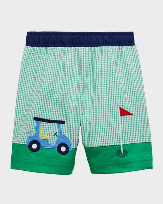 Florence Eiseman Boy's Embroidered Seersucker Swim Trunks, Size 2-4T ...