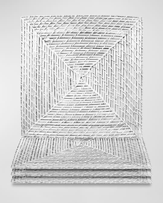 American Atelier White Rattan Chargers, Set of 4 | Neiman Marcus