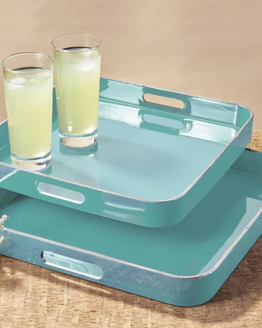 Trina Turk Turquoise Square Trays, Set of 2 | Neiman Marcus