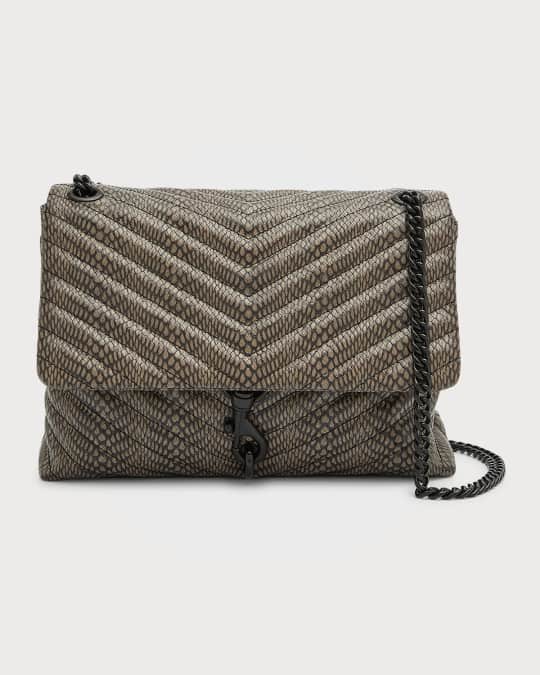 Rebecca Minkoff Edie Flap Snake-Embossed Shoulder Bag | Neiman Marcus