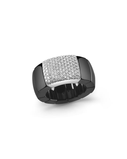 Roberto Demeglio Domino Black Ceramic Stretch Ring with Pave Diamonds ...