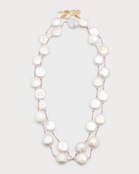 Margo Morrison White FW Coin Pearl 18k/SS T | Neiman Marcus