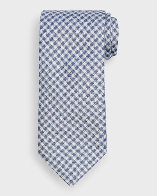 Canali Men's Gingham Check Silk Tie | Neiman Marcus