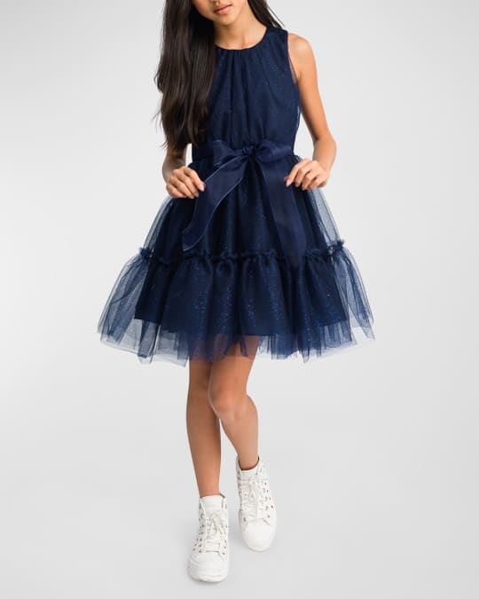 Zoe Girl's Bridget Sparkle Organza Dress with Bow, Size 7-16 | Neiman ...