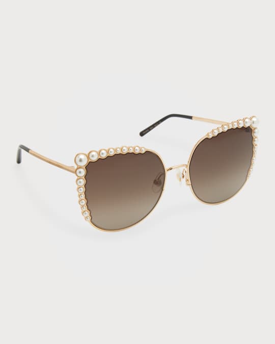 Carolina Herrera Pearly Stainless Steel Butterfly Sunglasses | Neiman ...