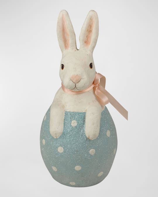 Bethany Lowe Bunny in Blue Egg Paper Mache Decoration | Neiman Marcus