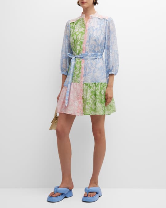Marella Senegal Colorblock Floral-Print Mini Dress | Neiman Marcus