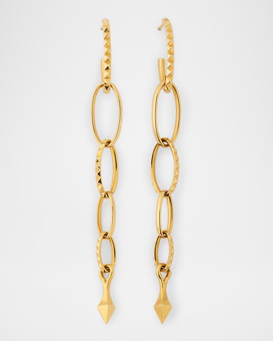 Peruffo 18K Yellow Gold Loop Chain Long Charm Earrings | Neiman Marcus