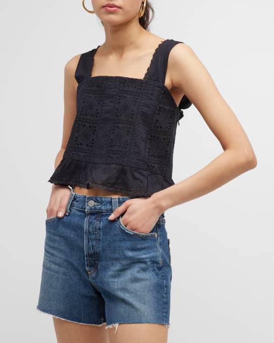 Farm Rio Black Lace Top | Neiman Marcus