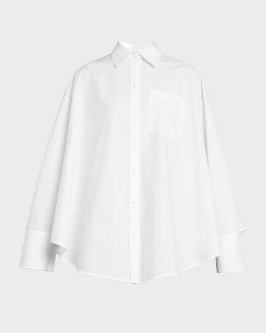 Valentino Garavani Oversized Cotton Poplin Collared Shirt | Neiman Marcus