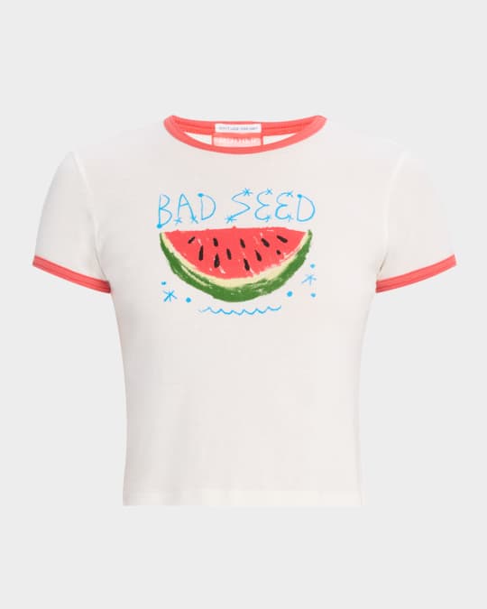 MOTHER The Itty Bitty Ringer Cropped Tee | Neiman Marcus