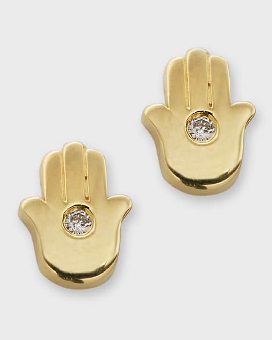 Jennifer Meyer Mini Hamsa Stud Earrings | Neiman Marcus