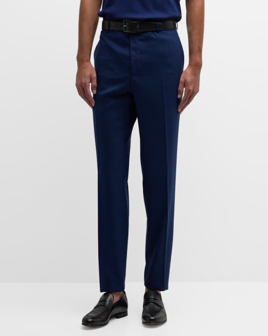 Zanella Men's Windowpane Straight Tailored Pants | Neiman Marcus