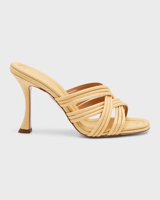Aquazzura Raffia Caged Mule Sandals | Neiman Marcus