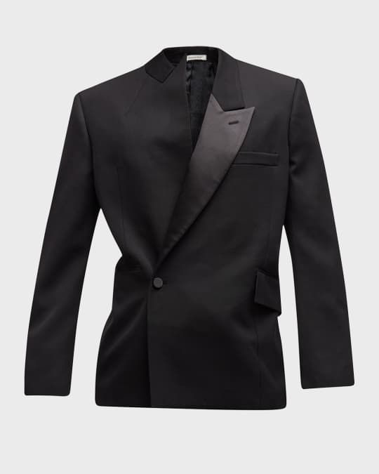 McQueen Men's Asymmetric Patched Tuxedo Jacket | Neiman Marcus