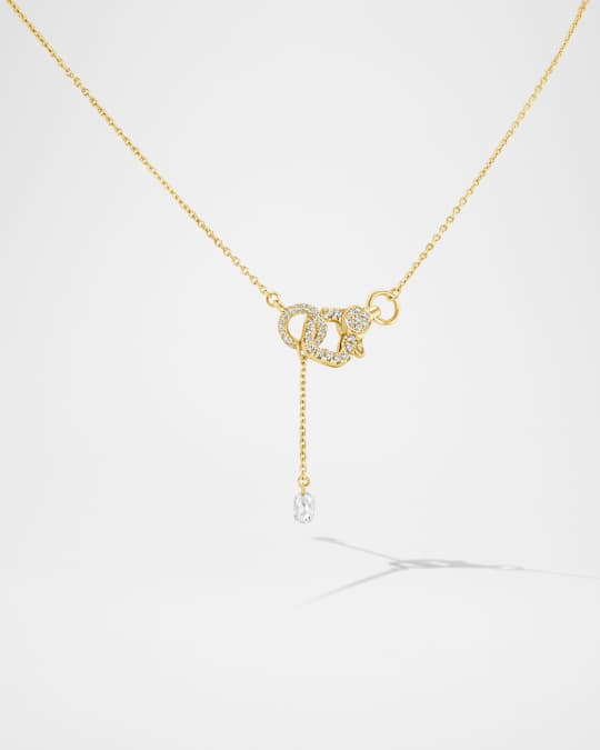 64 Facets 18K Yellow Gold Diamond Clasp Necklace, 16"L, 0.35ctw ...