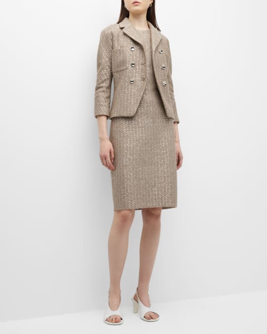 St. John Textured Sequin Bonded Knit Midi Dress | Neiman Marcus