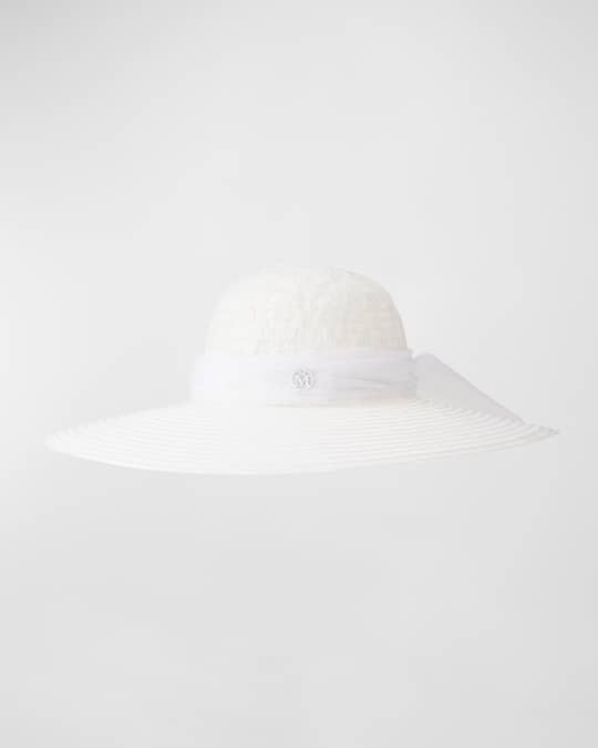 Maison Michel Large-Brim Blanche Bridal Hat | Neiman Marcus