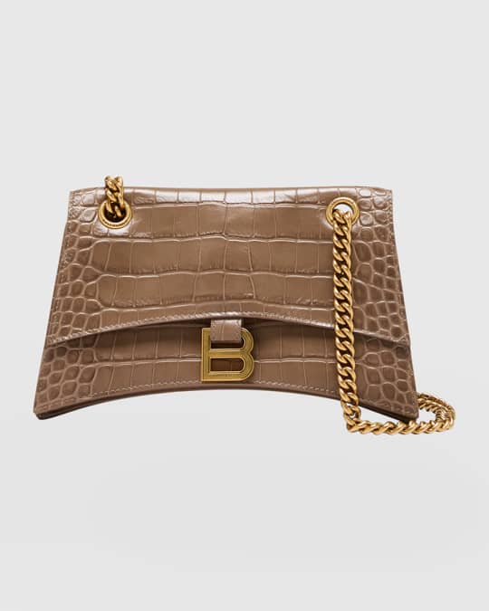 Balenciaga Crush Croc-Embossed Small Shoulder Bag | Neiman Marcus