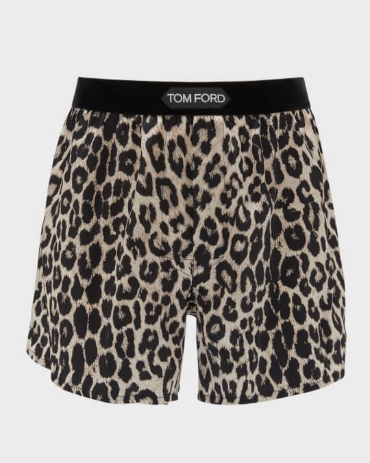 TOM FORD Men's Silk Leopard-Print Boxer Shorts | Neiman Marcus