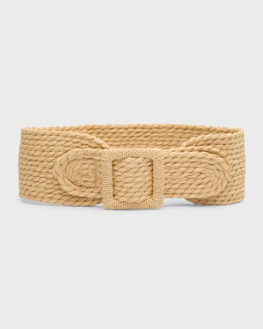 Carolina Herrera Raffia Square-Buckle Corset Belt | Neiman Marcus
