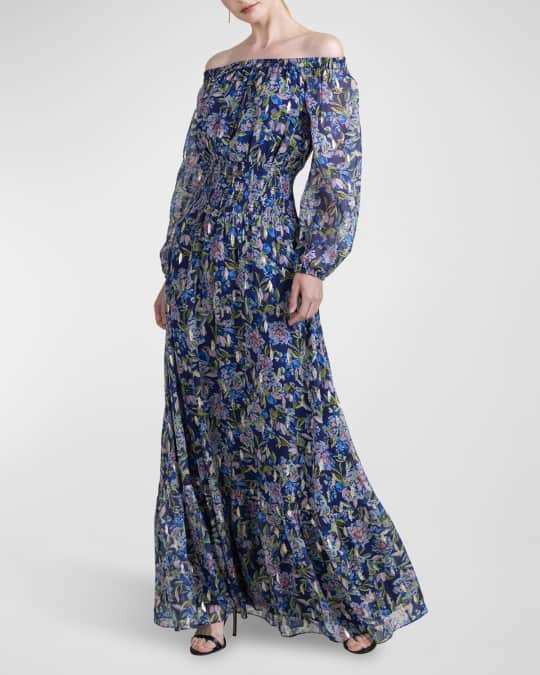 Shoshanna Off-Shoulder Floral-Print Maxi Dress | Neiman Marcus