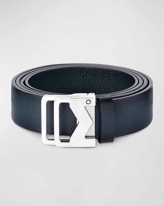 Montblanc Men's Double Ring Leather Belt | Neiman Marcus