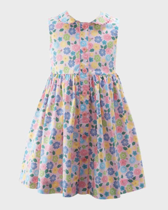 Rachel Riley Girl's Hibiscus Button-Front Dress, Size 2-10 | Neiman Marcus