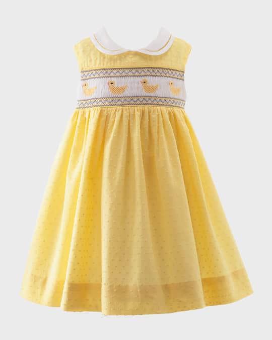 Rachel Riley Girl's Swiss Dot Chick Hand Smocked Dress & Bloomers, Size ...