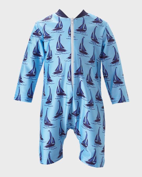 Rachel Riley Boy's Sailboat Zip-Up Rash Guard Swimsuit, 6M-24M | Neiman ...