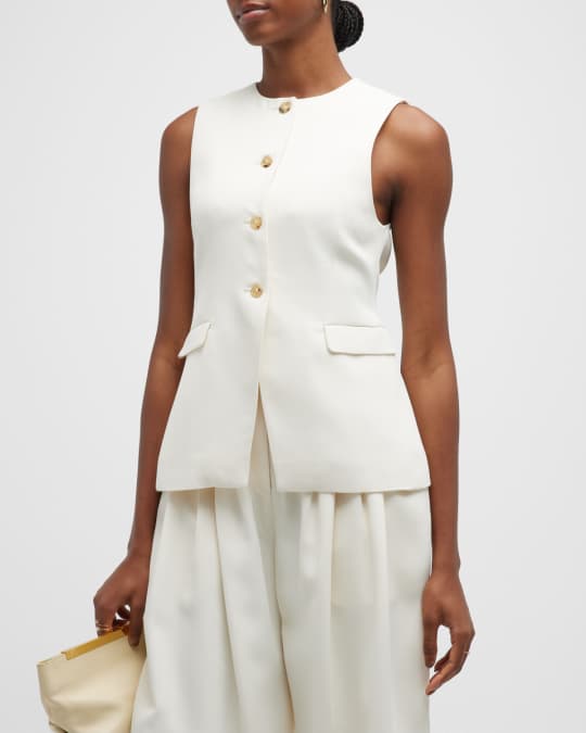 Co Single-Breasted Crepe Vest | Neiman Marcus