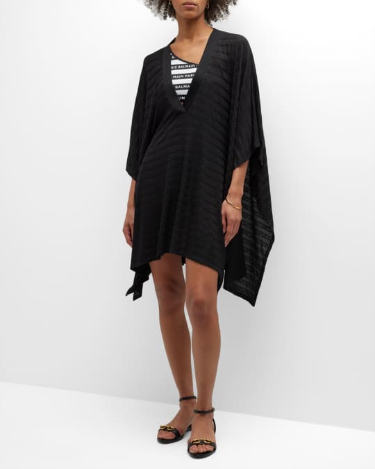 Balmain Iconic Stripes Short Kaftan Coverup | Neiman Marcus